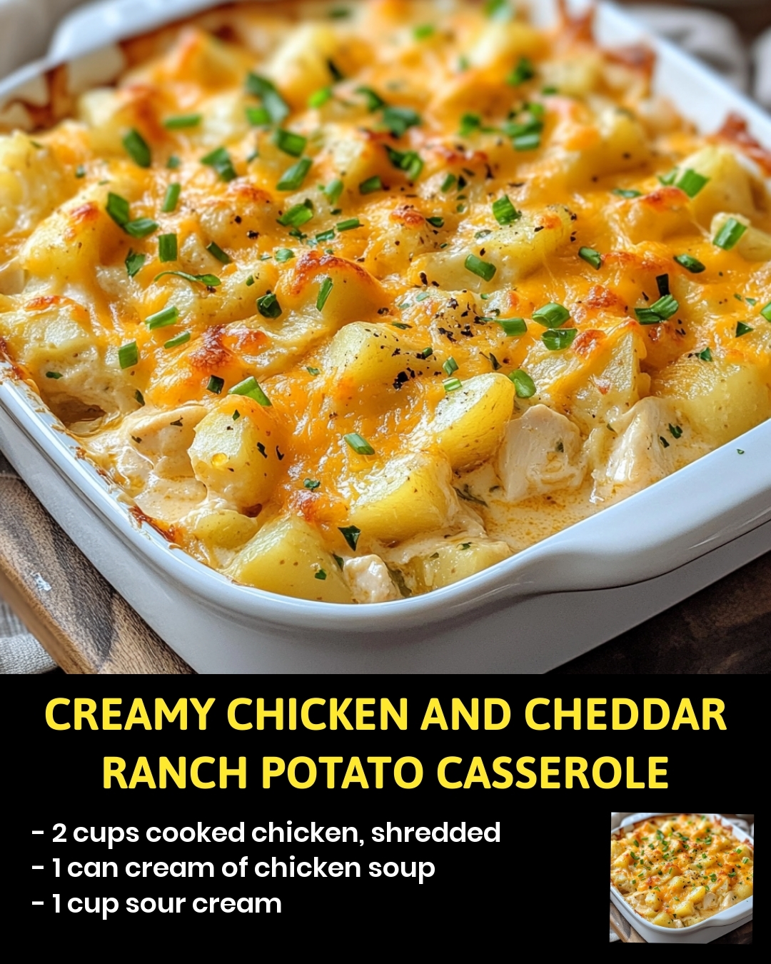 👉CreamyChickenCheddarRanch Potato Casserole – Recipes on a Budget