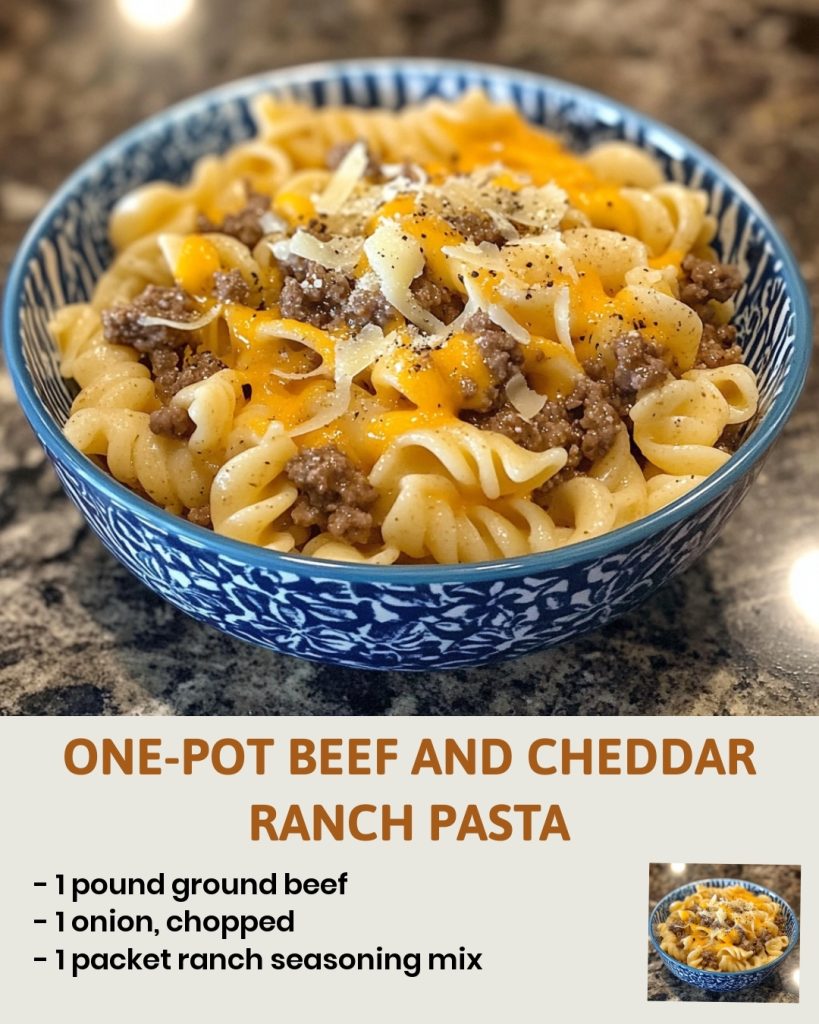 👉One-Pot Beef and Cheddar Ranch Pasta – Recipes on a Budget