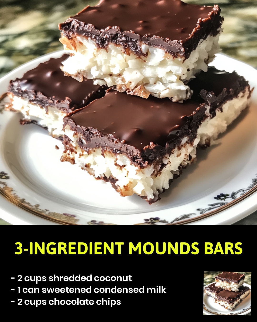 👉3ingredient Mounds Bars – Recipes on a Budget
