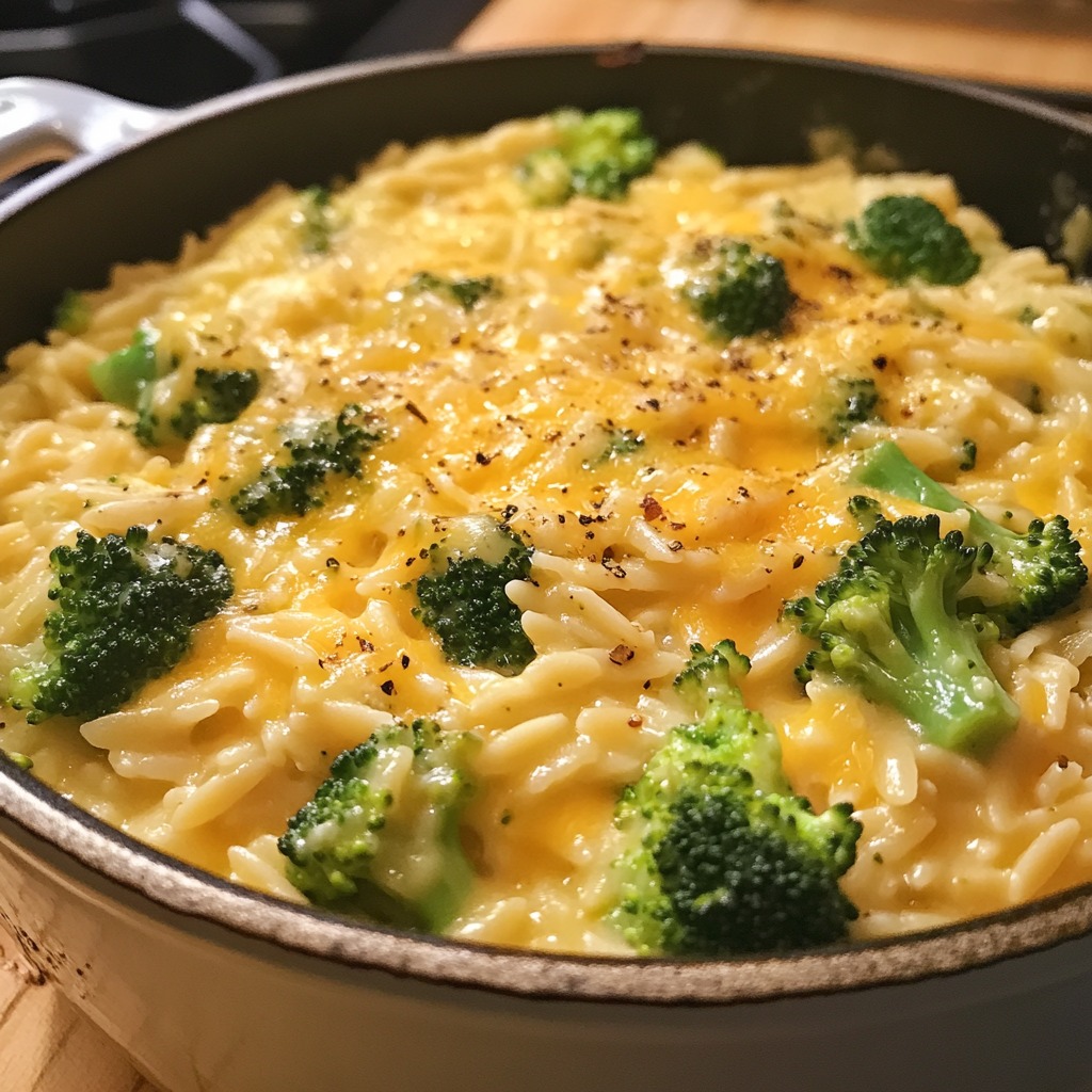 👉One Pot Broccoli Cheese Orzo – Recipes on a Budget