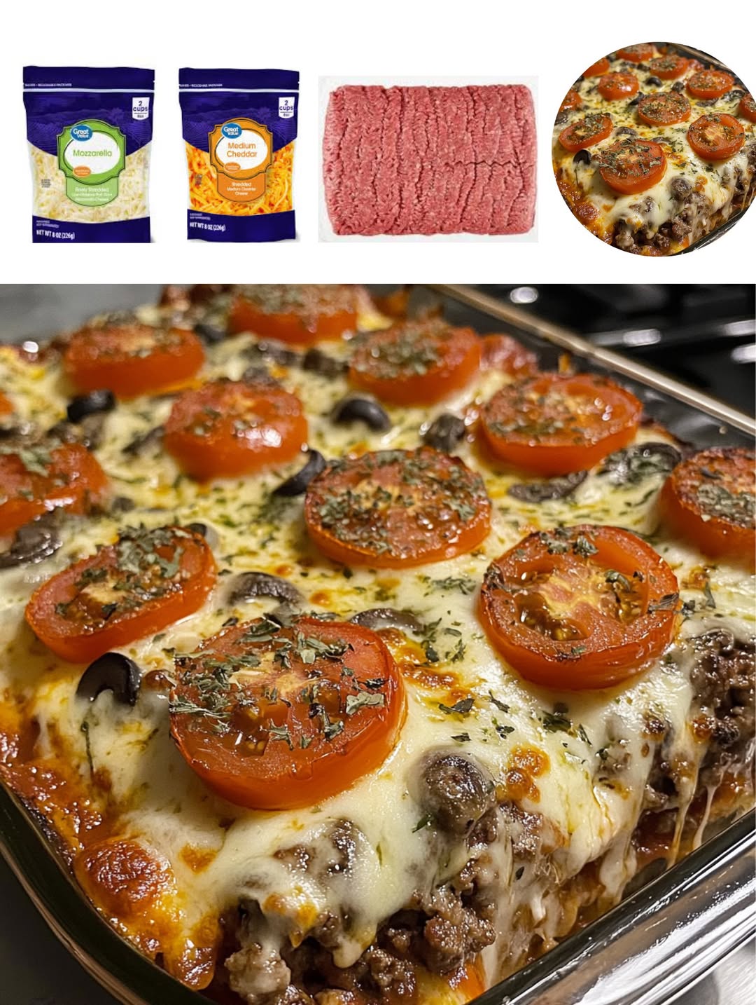 👉Cheesy Pizza Burger Bake – Recipes on a Budget